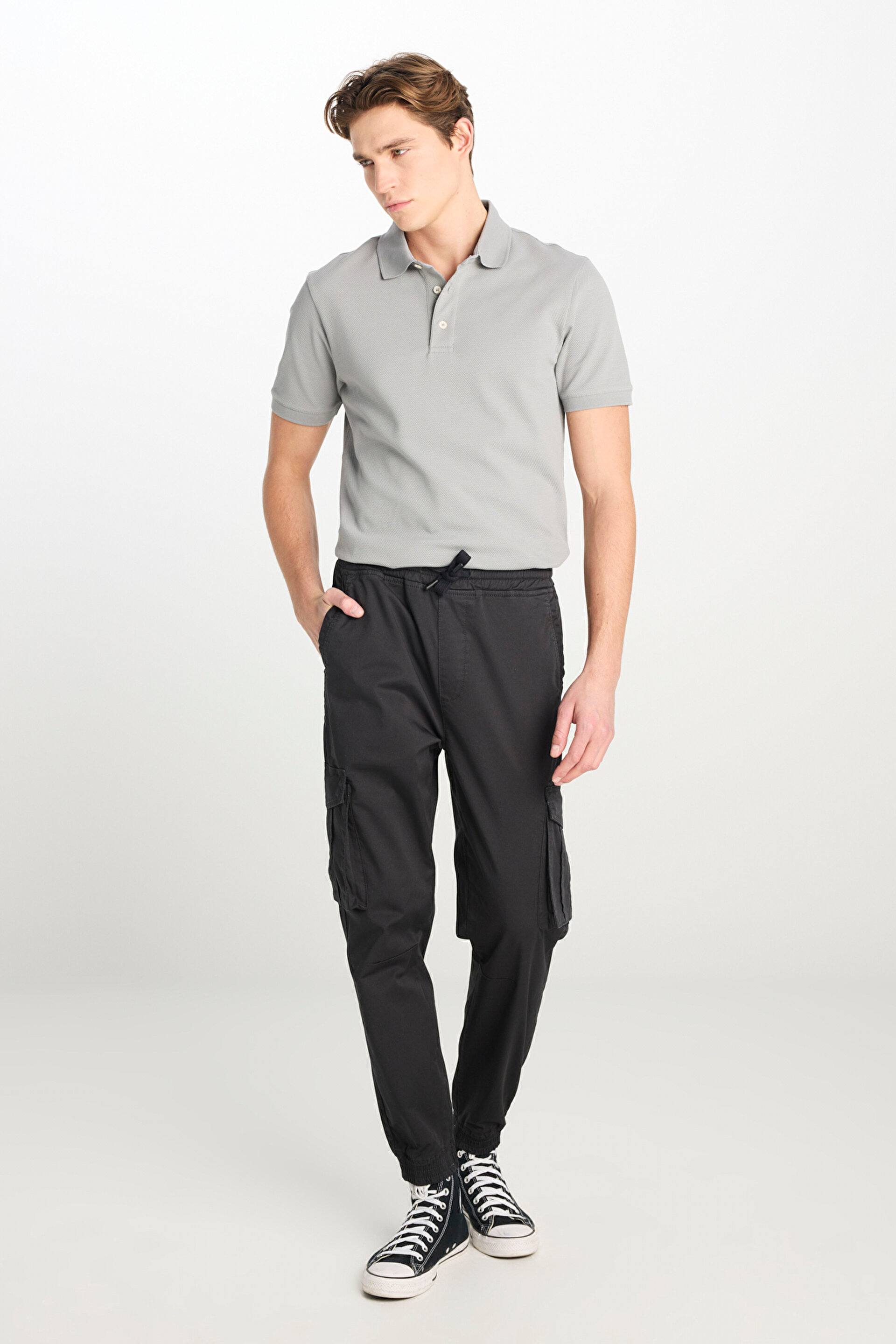 Regular Fit Normal Kesim Ribanalı Paça Kargo Cepli Antrasit Jogger ...
